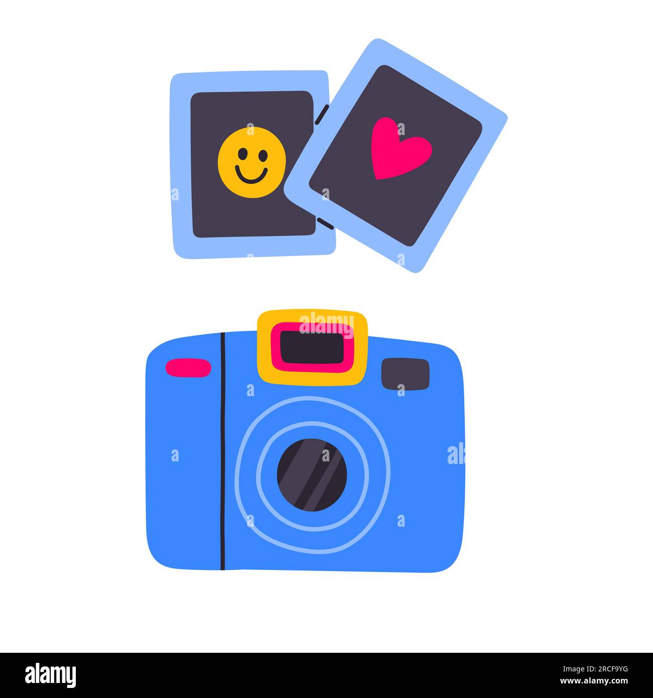 Classic 80s 90s photo camera in modern style flat, line style. Hand ...