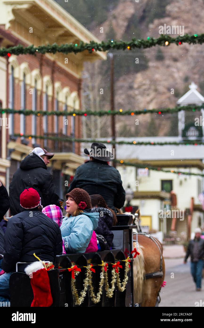 Horse-drawn wagon ride Stock Photo - Alamy