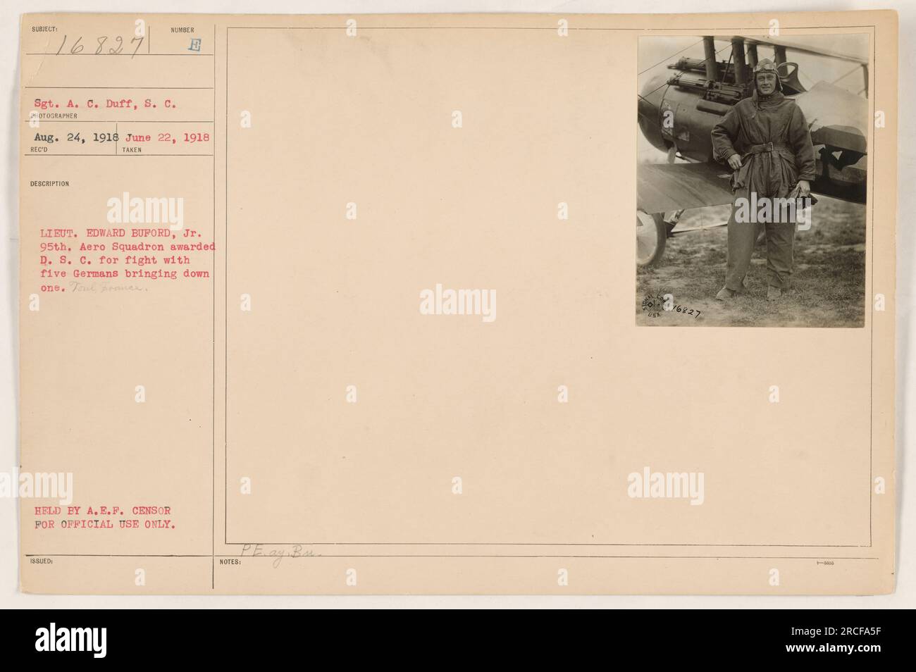 A photograph showing Sergeant A. C. Duff, a photographer with the 95th ...