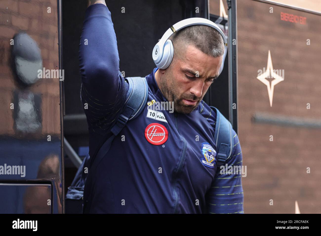 Wigan, UK. 14th July, 2023. Paul Vaughan #10 of Warrington Wolves ...