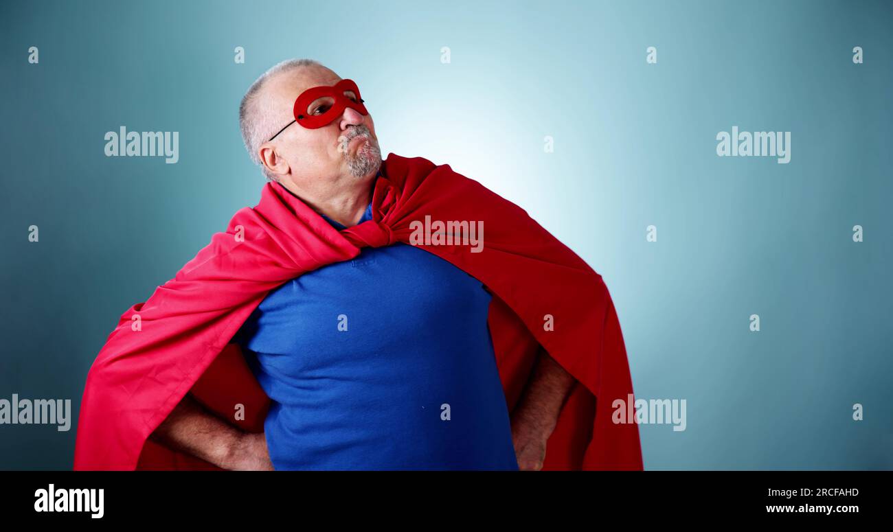 Unusual Funny Superhero. Cartoon Character In Mask Success Stock Photo ...