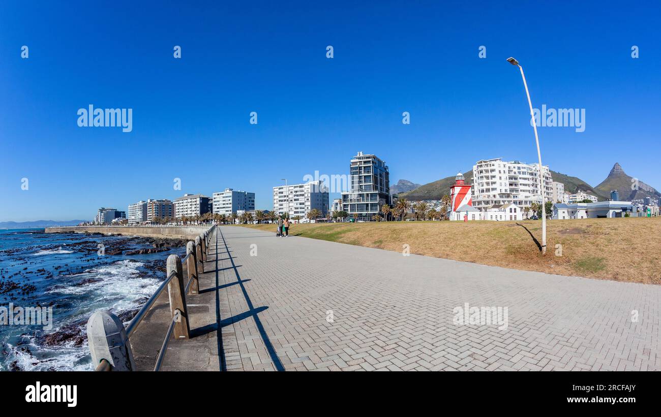 Cape Town Sea Point Walking promenade along Atlantic ocean shoreline ...