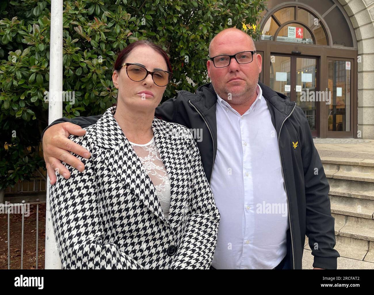 Nicola Foster, the mother of Samantha Mulcahy, and her step father Mark ...