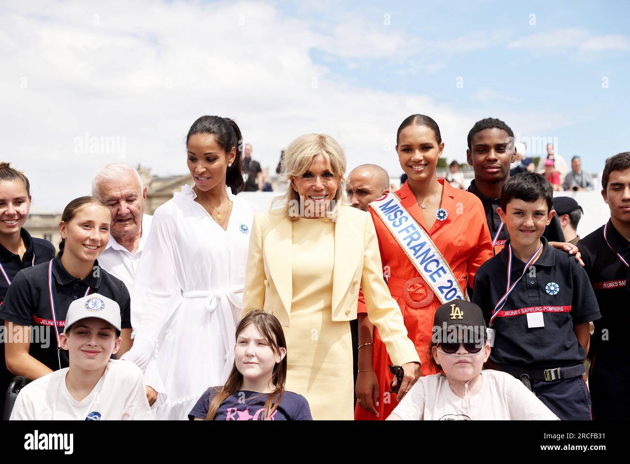 Paris, France. 14th July, 2023. Cindy Fabre, French First Lady Brigitte ...