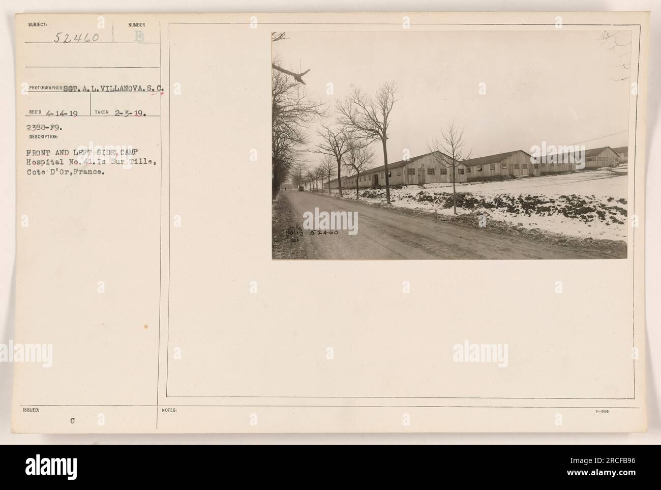 The image shows the front and left side view of Camp Hospital No. 41 in ...