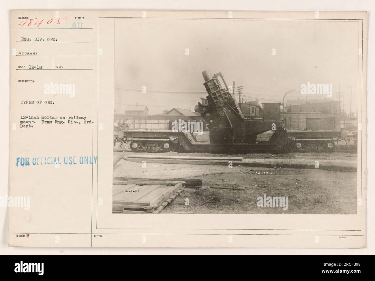 The image shows different types of 12-inch mortars mounted on railway ...