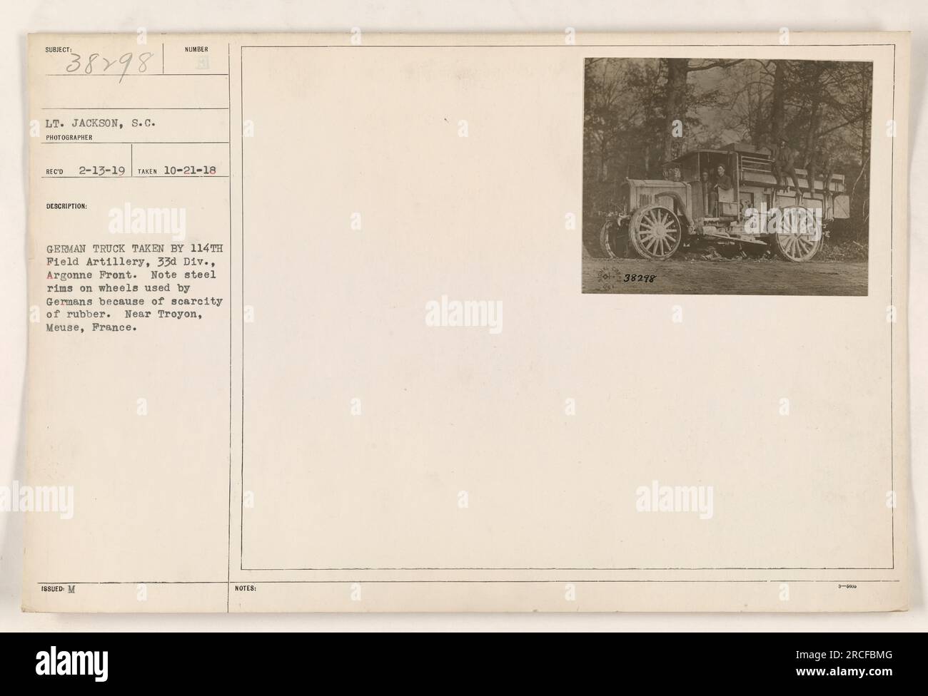 German truck captured by the 114th Field Artillery, 33rd Division ...