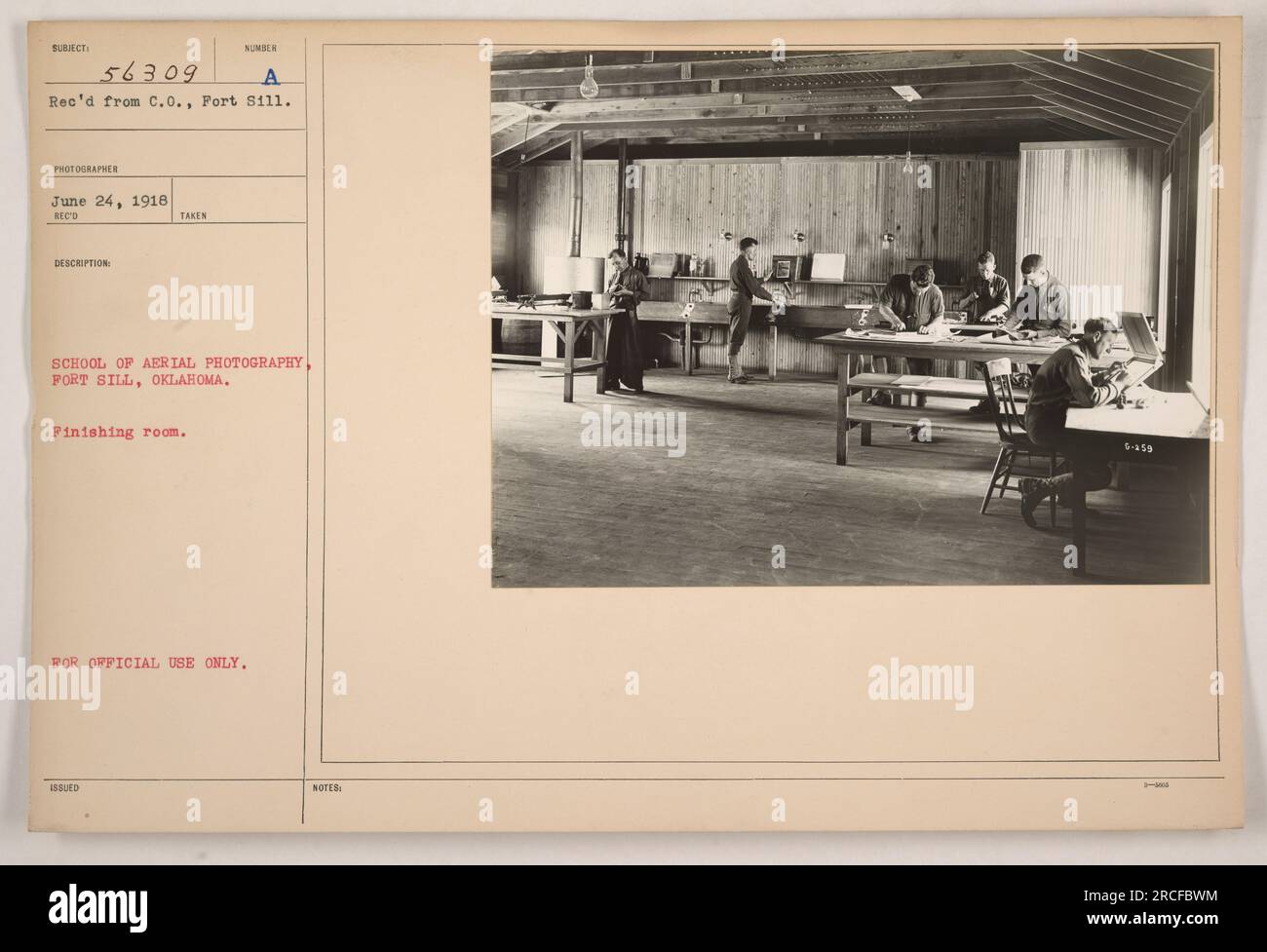 Interior of the finishing room at the School of Aerial Photography in ...