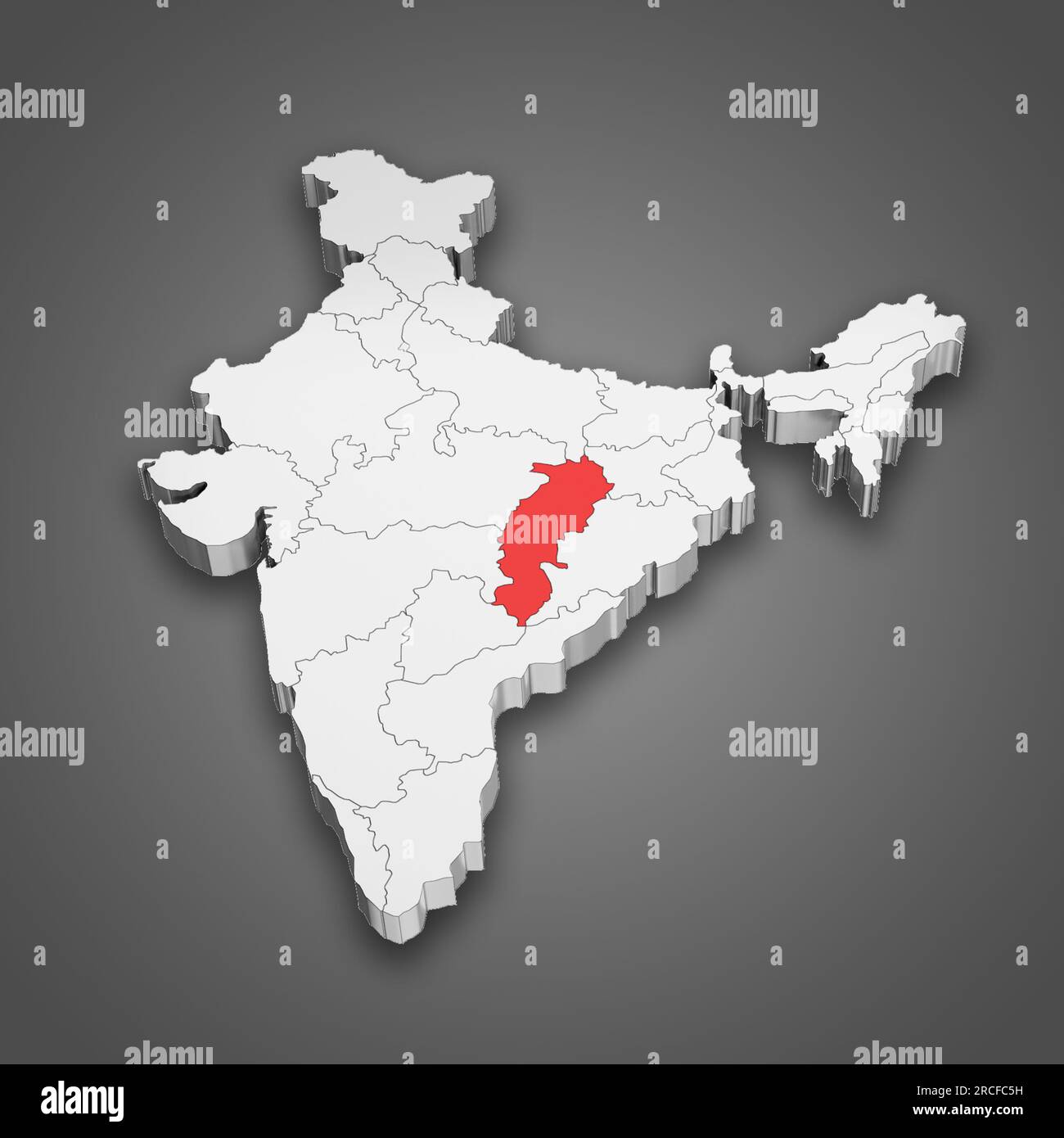 Chhattisgarh state location within India map. 3D Illustration Stock ...