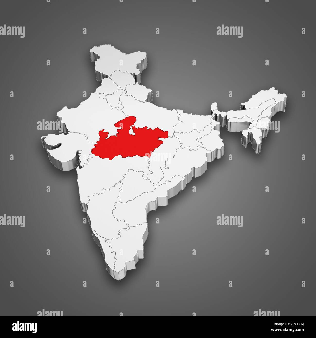 Madhya Pradesh state location within India map. 3D Illustration Stock ...