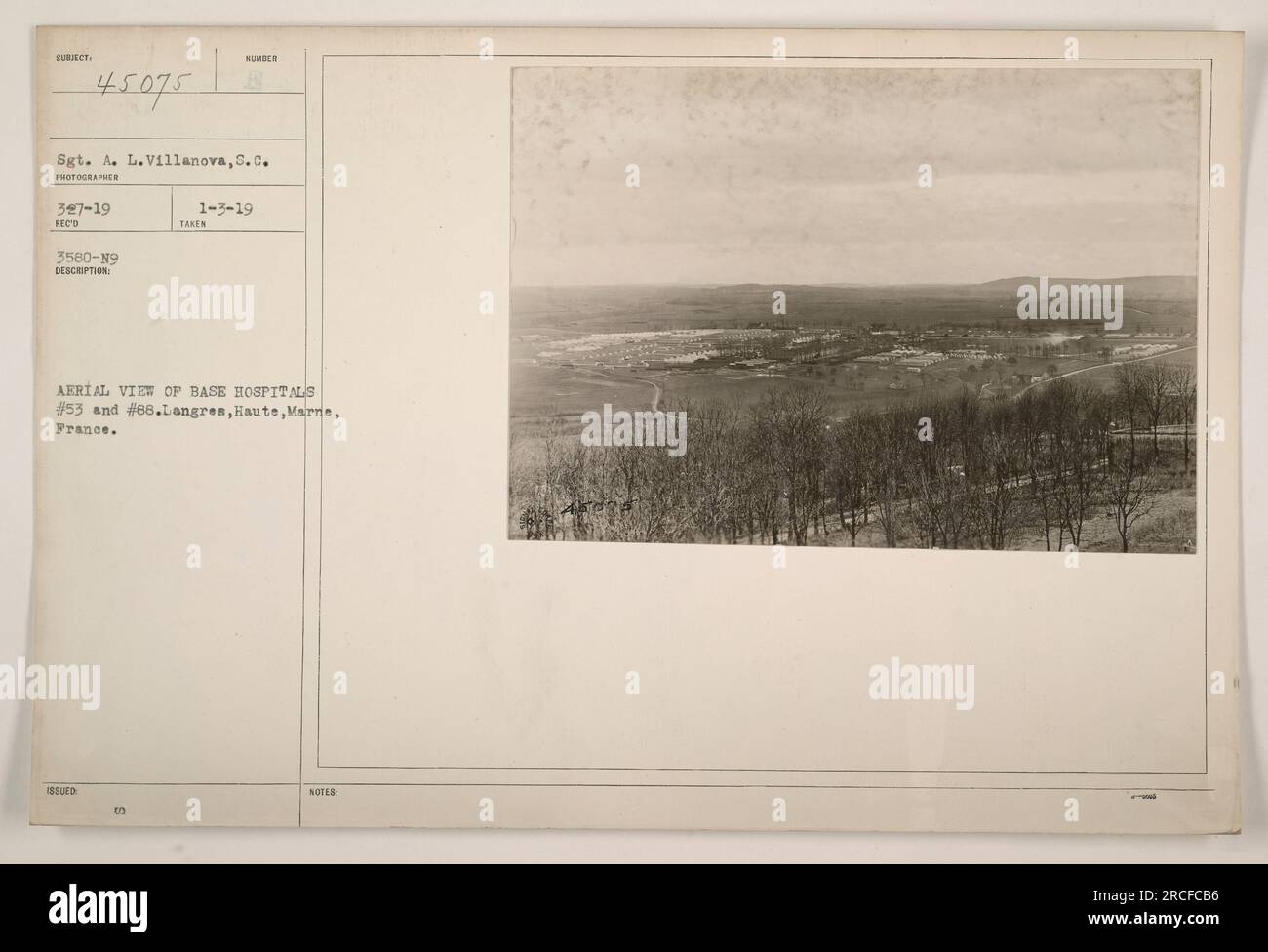 This photograph shows an aerial view of Base Hospitals #53 and #88 ...