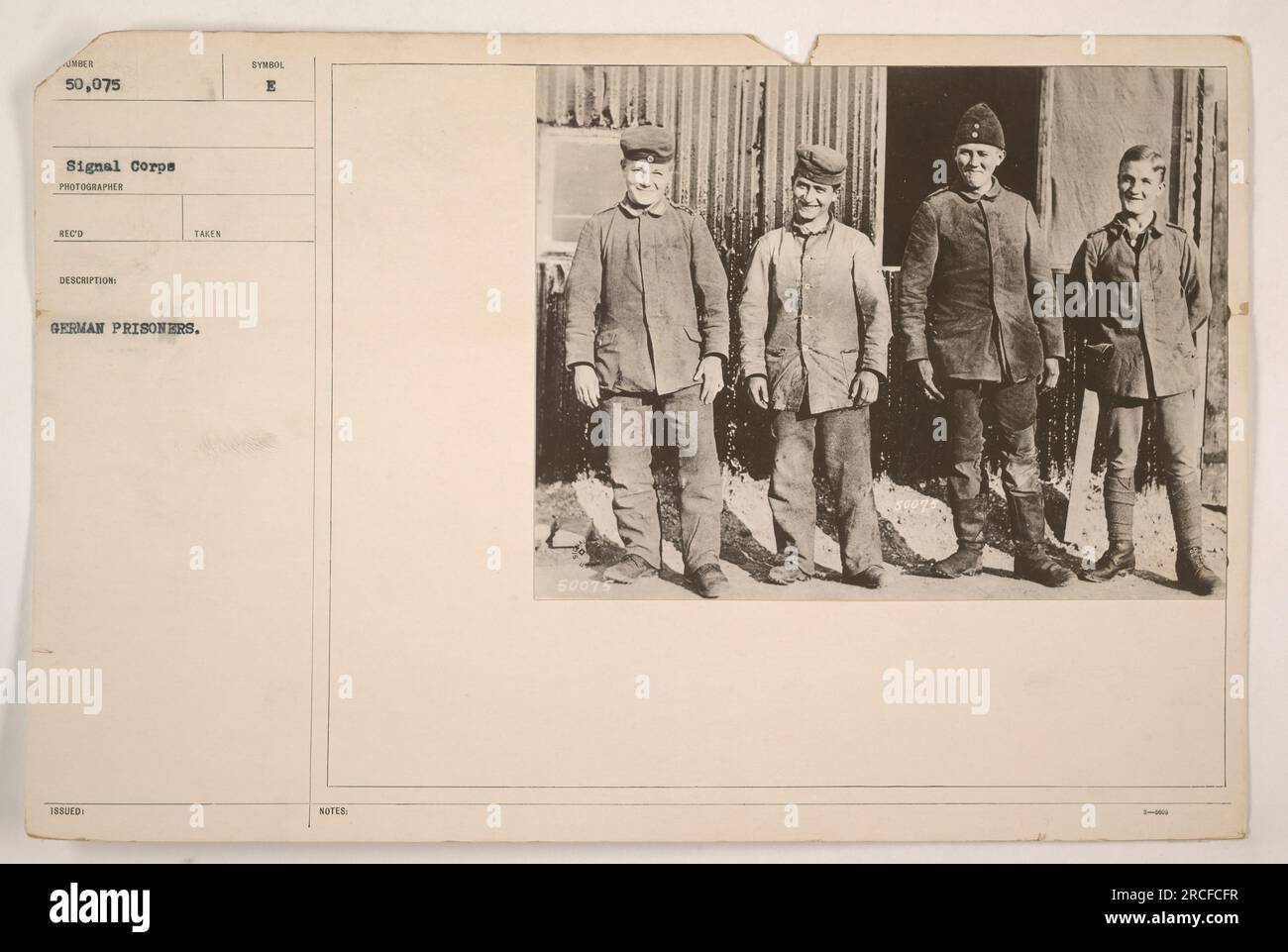 Photograph showing a group of German prisoners during World War One ...