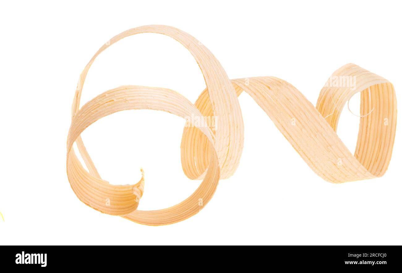 wood shavings isolated on white background Stock Photo - Alamy