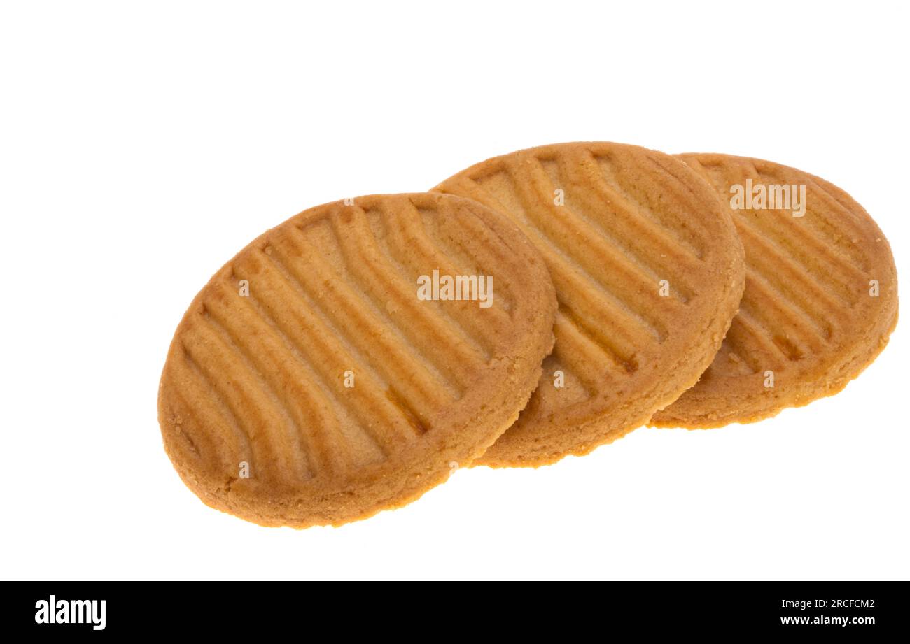 butter round cookies isolated on white background Stock Photo - Alamy