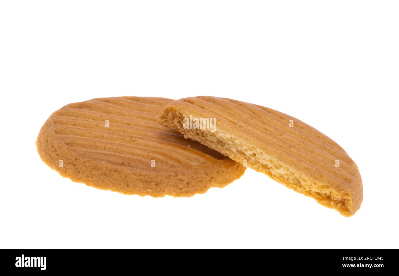 butter round cookies isolated on white background Stock Photo - Alamy