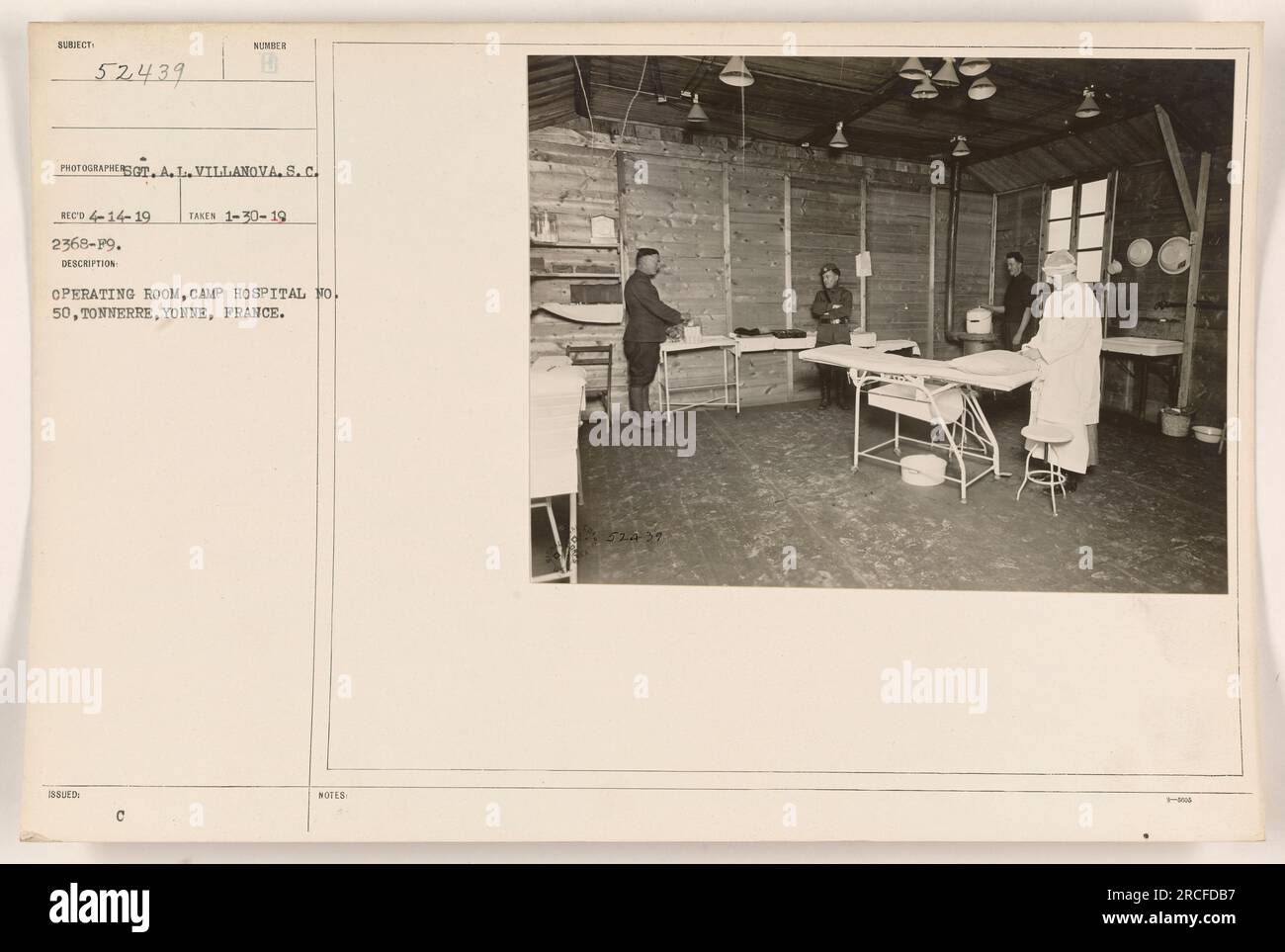 A photograph of an operating room at Camp Hospital No. 50 in Tonnerre ...