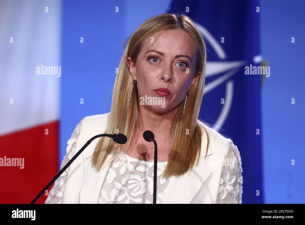 Giorgia Meloni, Prime Minister of Italy, attends a press conference ...