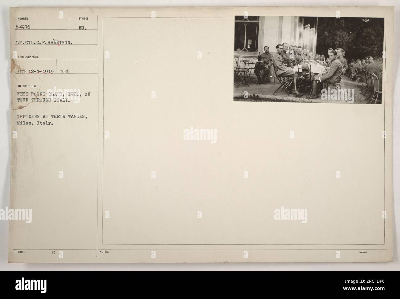 West Point Class of 1921 officers on tour in Italy, pictured at their ...