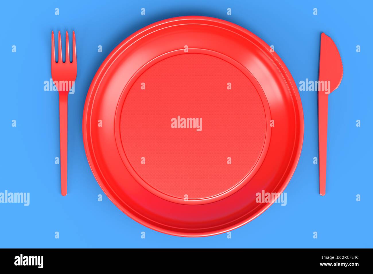 Set of disposable utensils like plate, folk, spoon,knife and cup on ...