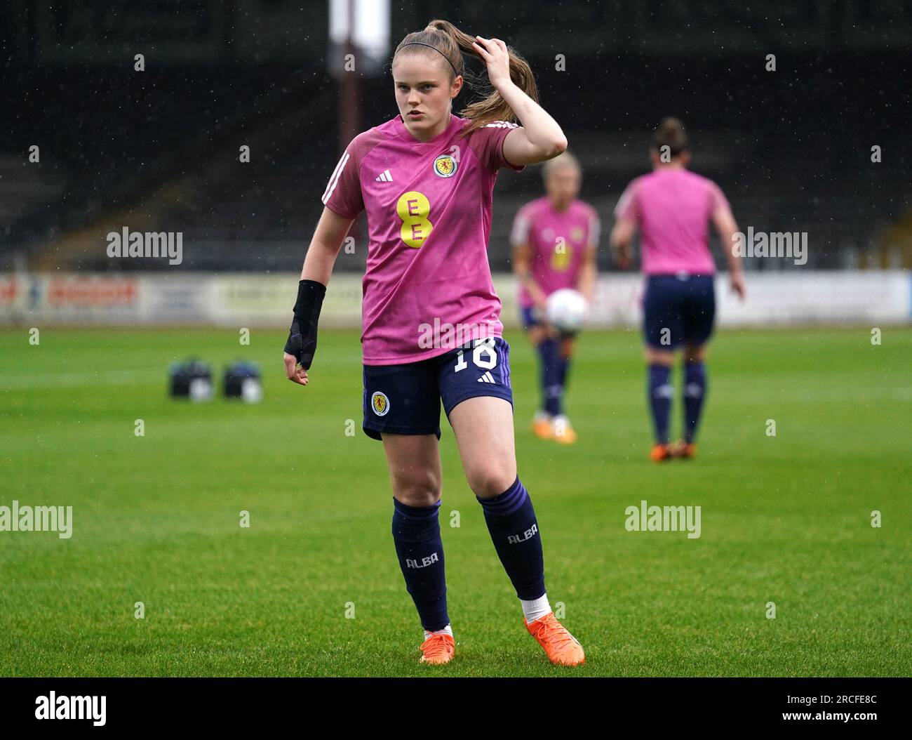 Scotland's Emma Watson warming up ahead of the women's friendly match ...