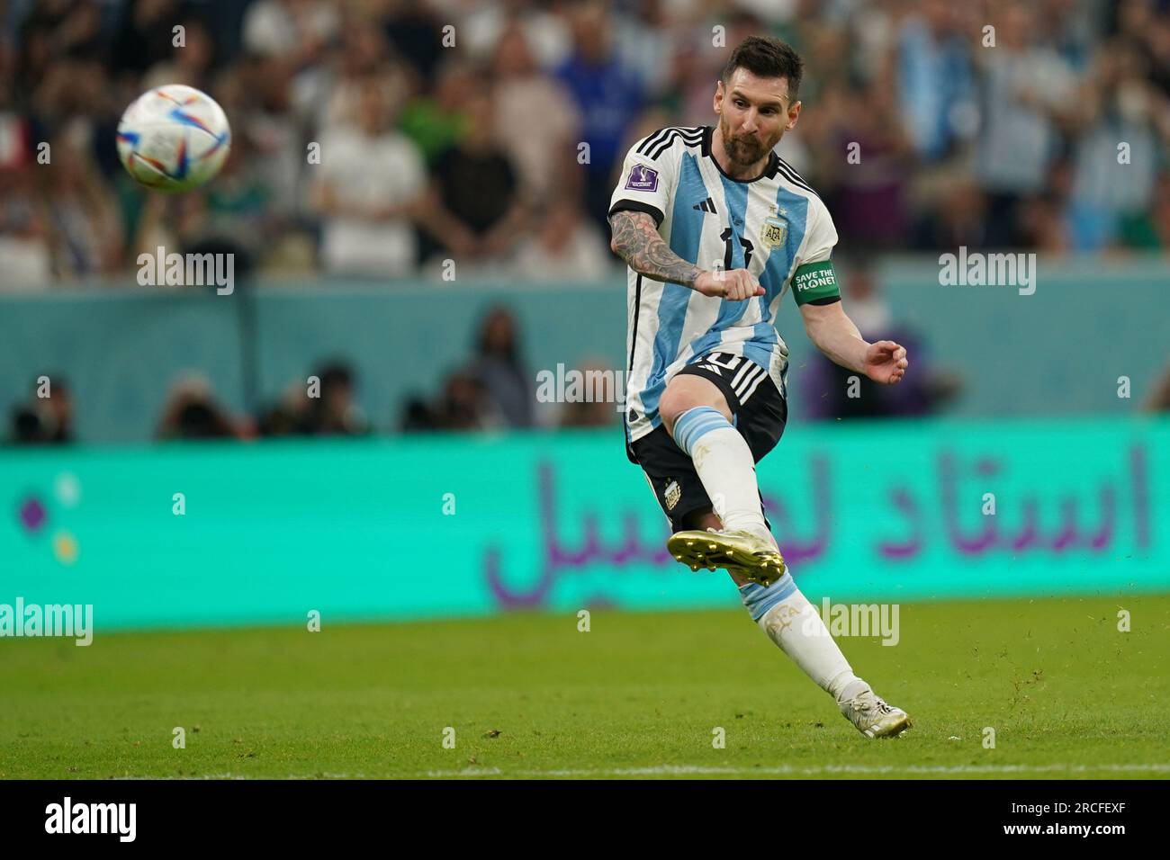 Lusail, Qatar, 26, November, 2022. Lionel Messi from Argentina shoots ...