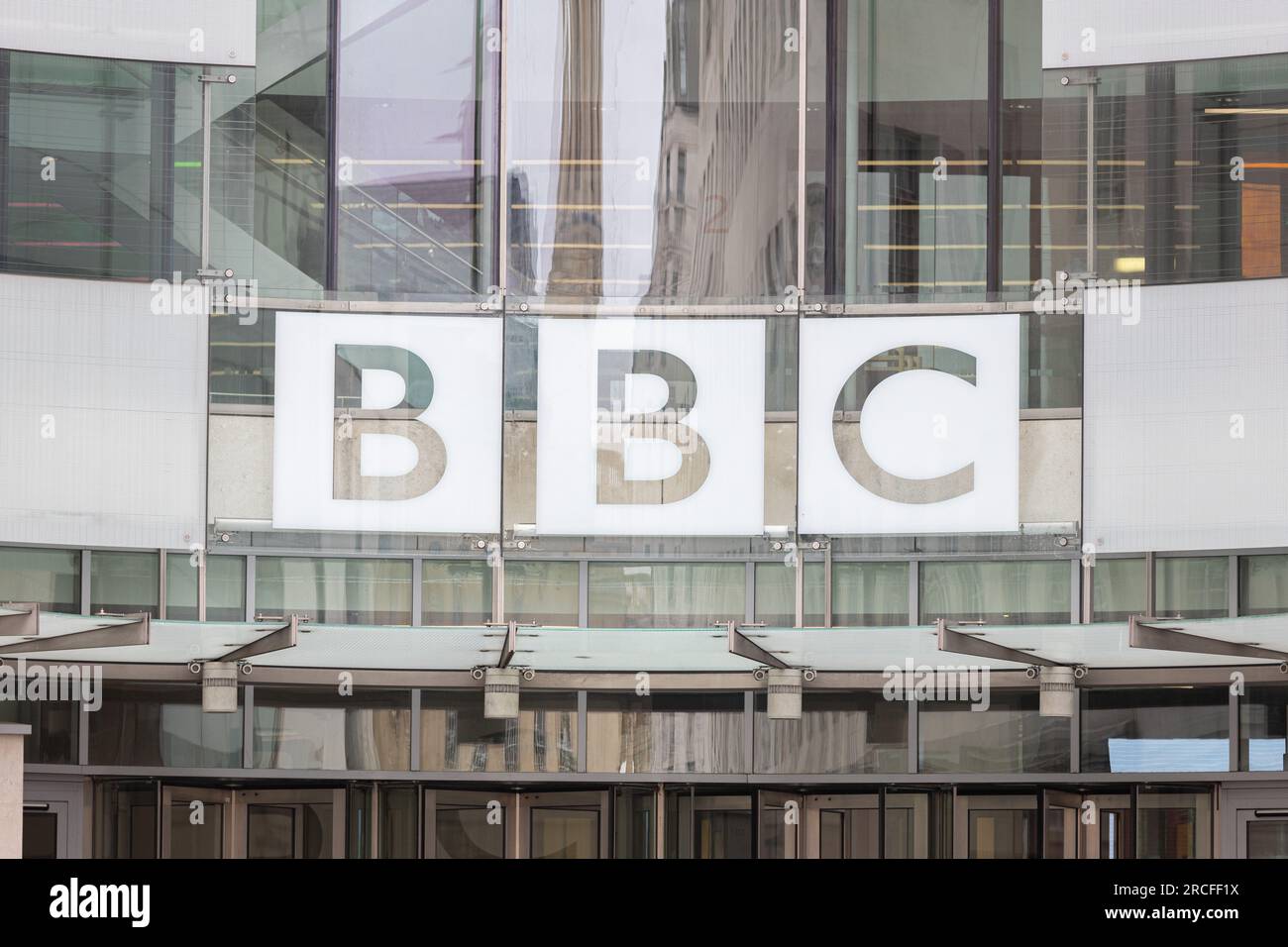 London, UK. 14 July 2023- BBC Broadcasting house, in central London ...