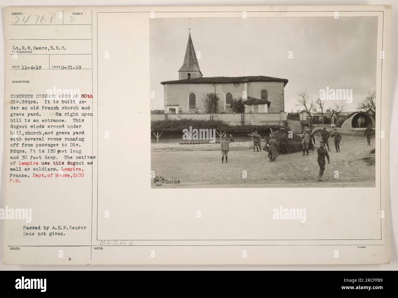 Concrete dugout used as the 80th Division Headquarters in Lempire ...