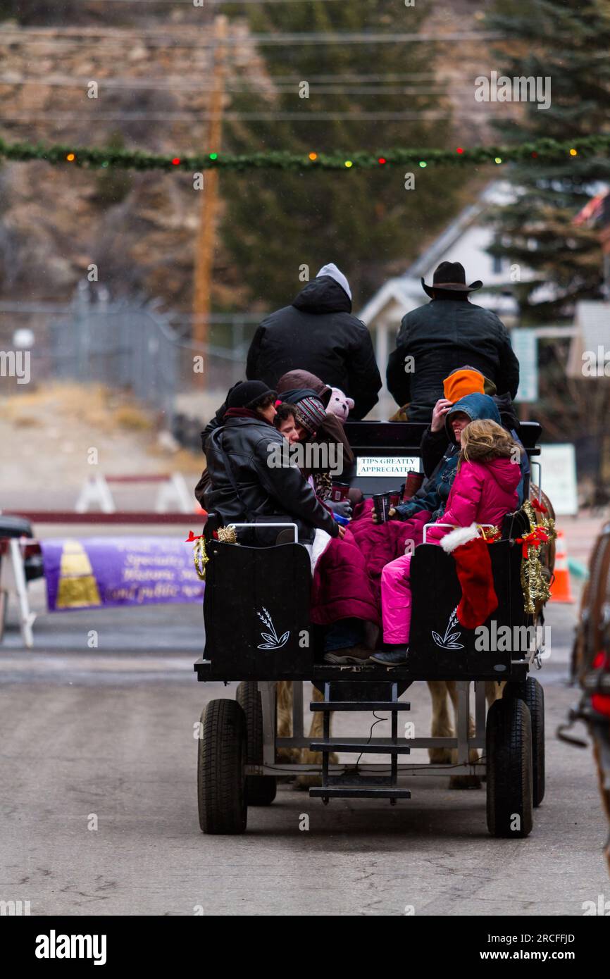 Horse-drawn wagon ride Stock Photo - Alamy