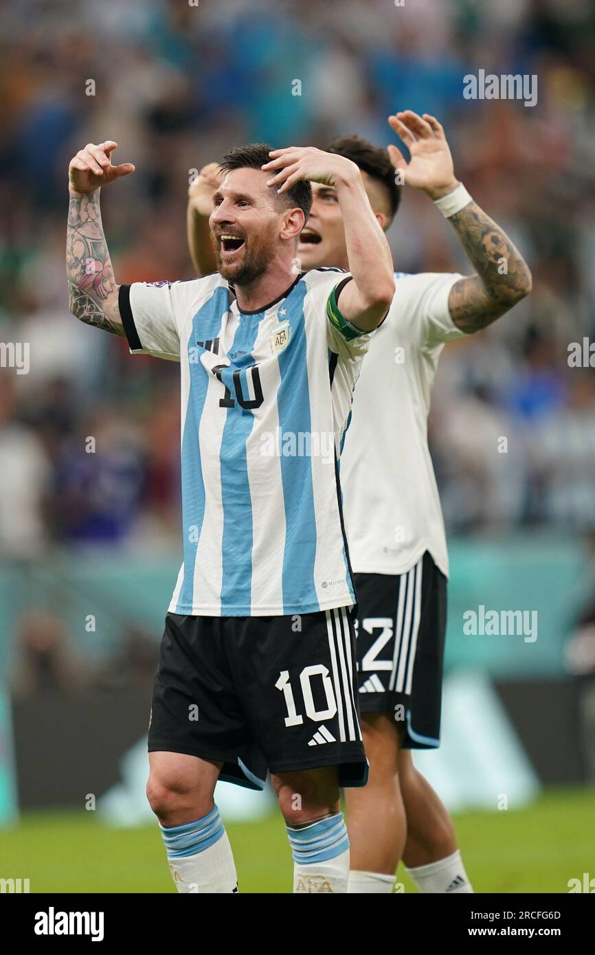 Lusail Qatar 26 November 2022 Lionel Messi And Lautaro Martinez