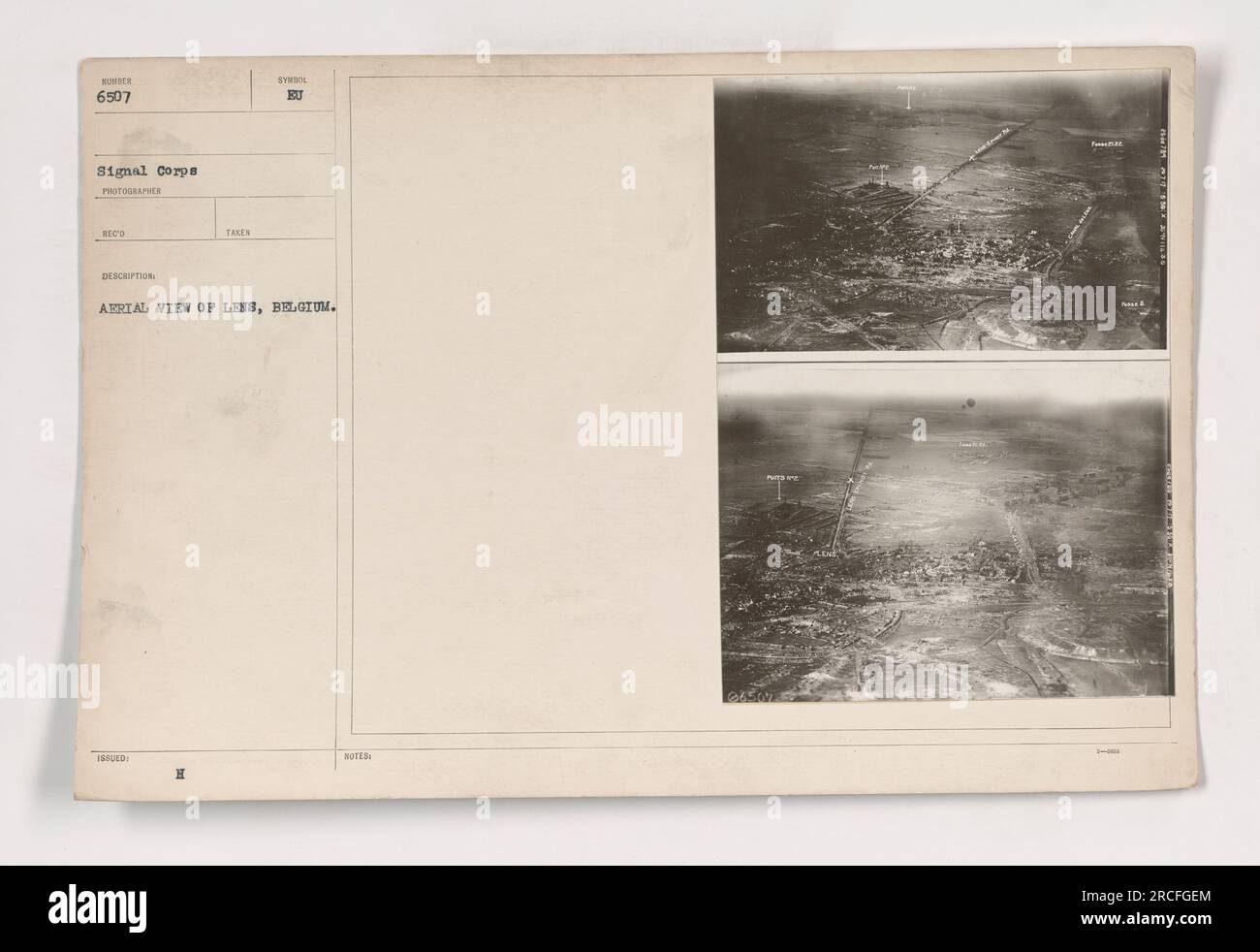 Aerial View of Lens, Belgium - This photograph, taken by a Signal Corps ...