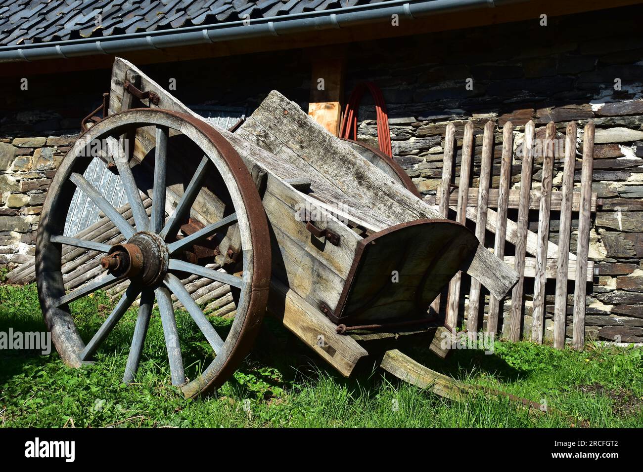 Old barrow for horses or oxen made of wood and iron Stock Photo - Alamy Old barrow for horses or oxen made of wood and iron Stock Photo - Alamy