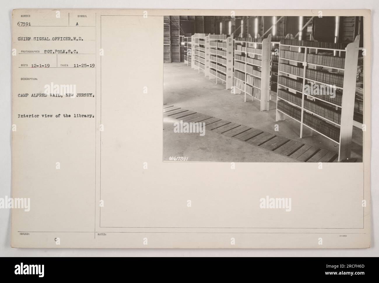 Interior view of the library at Camp Alfred Vail, New Jersey. The ...