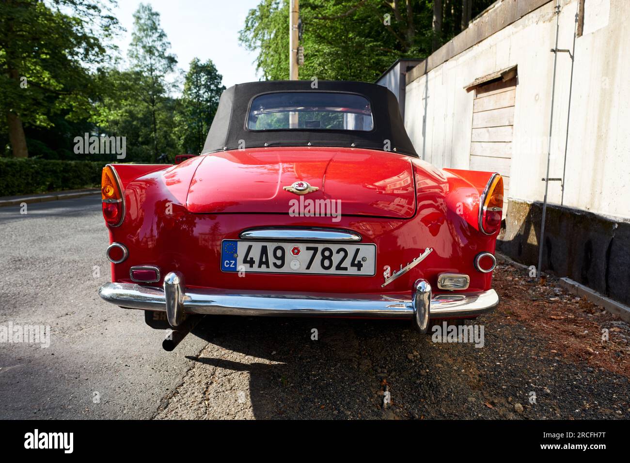 Rear view on convertible cabriolet classic vintage Skoda Felicia (1959 ...