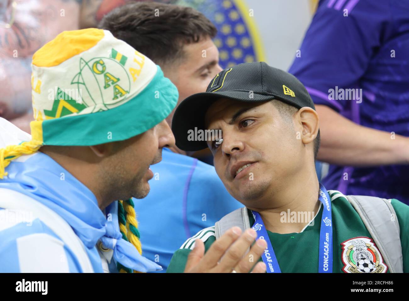 Lusail, Qatar, 26, November, 2022. Fans of Argentina and Mexico ...