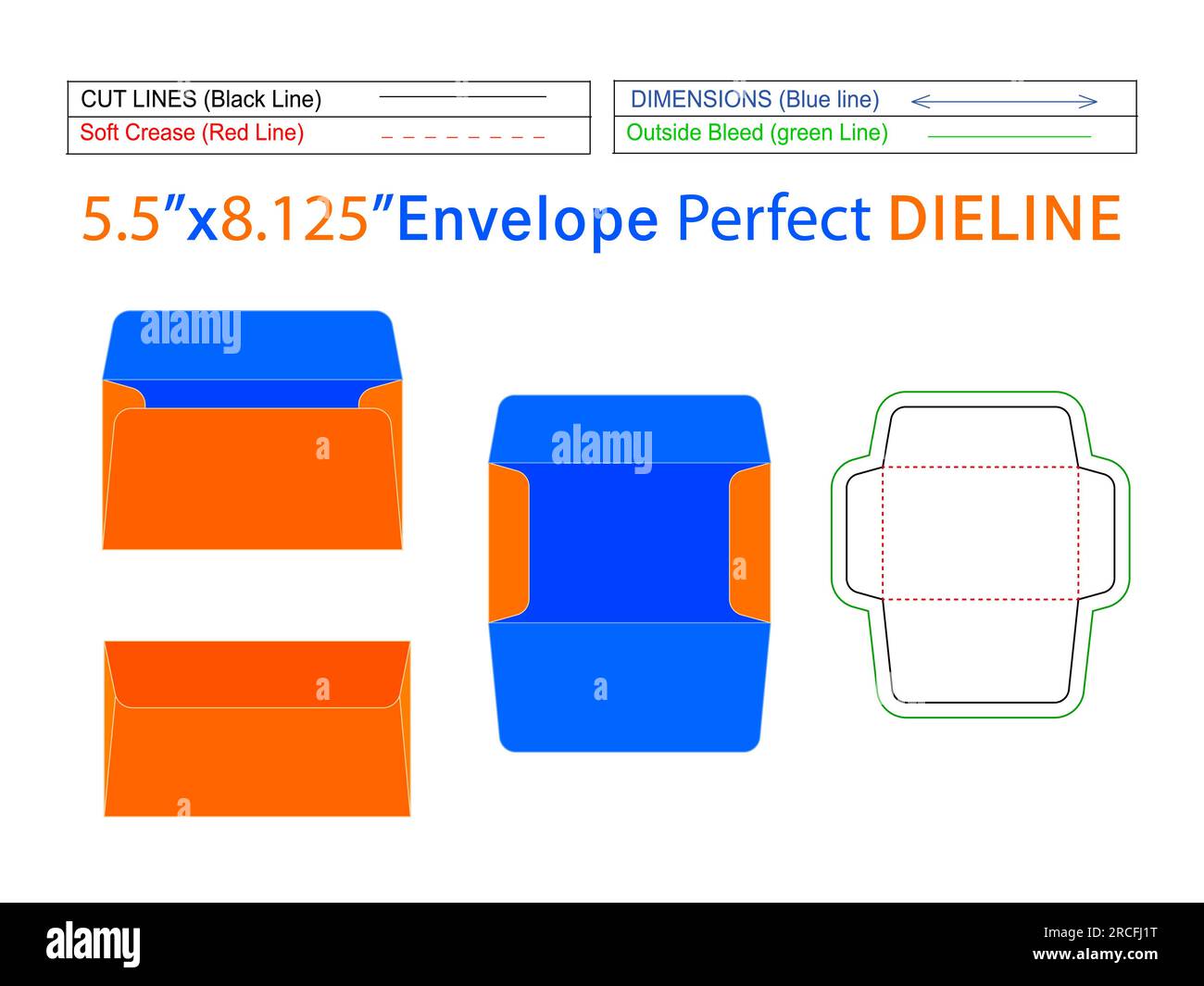 Editable easily resizeable 5.5x8.125 inch Booklet envelope die line ...
