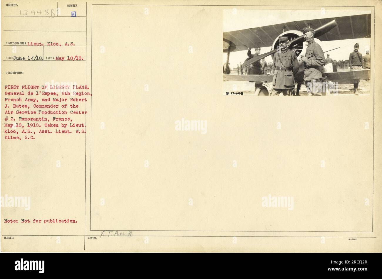 May 18, 1918 - General de l'Espee from the French Army and Major Robert ...