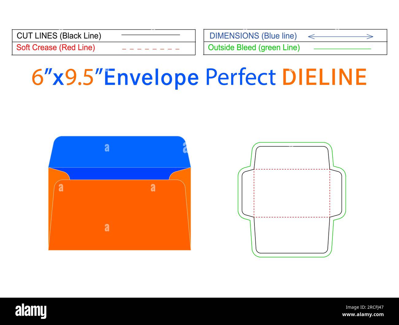 Packaging Booklet envelope 6x9.5 inch die line template and 3D envelope ...
