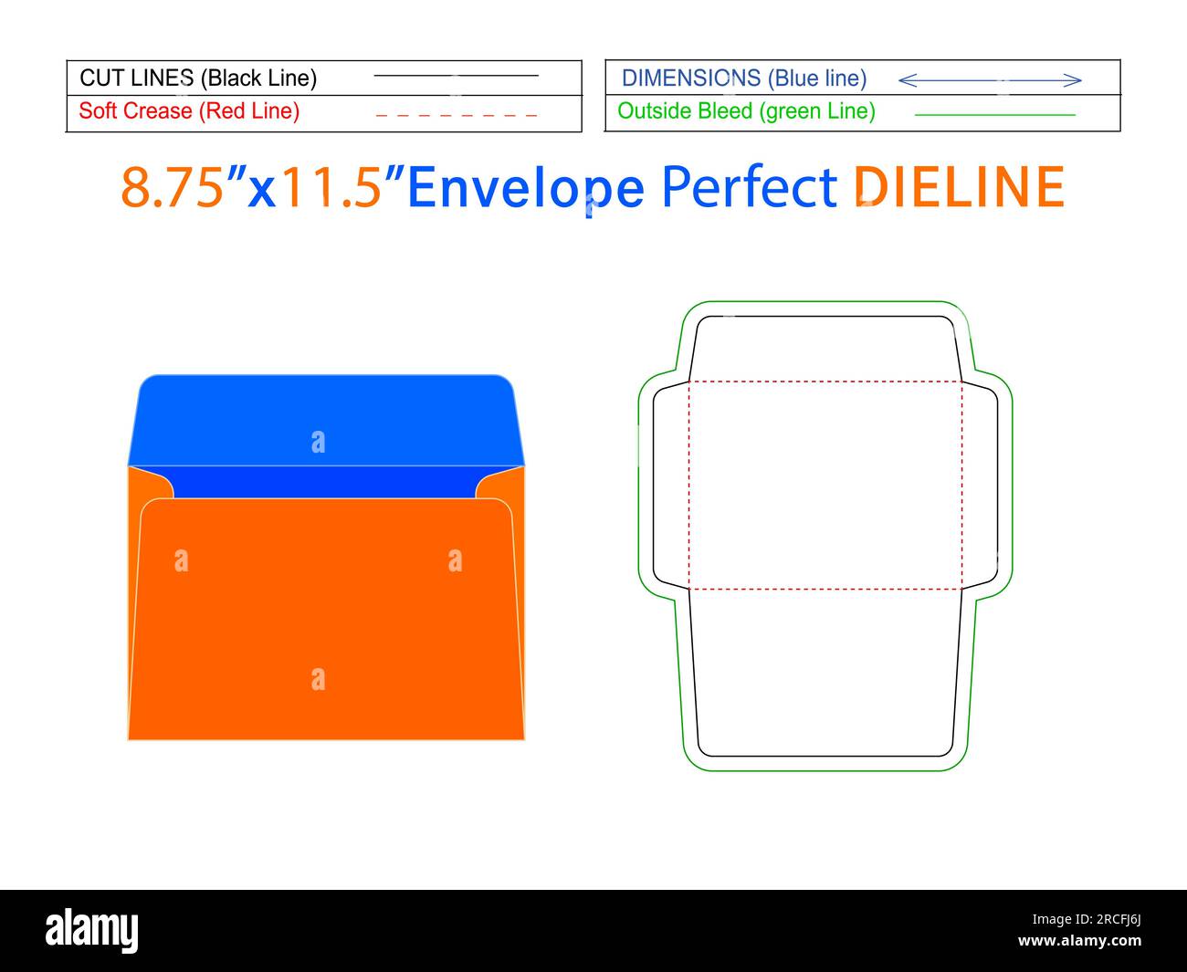 Packaging envelope die line template and Booklet envelope 8.75x11.5 ...