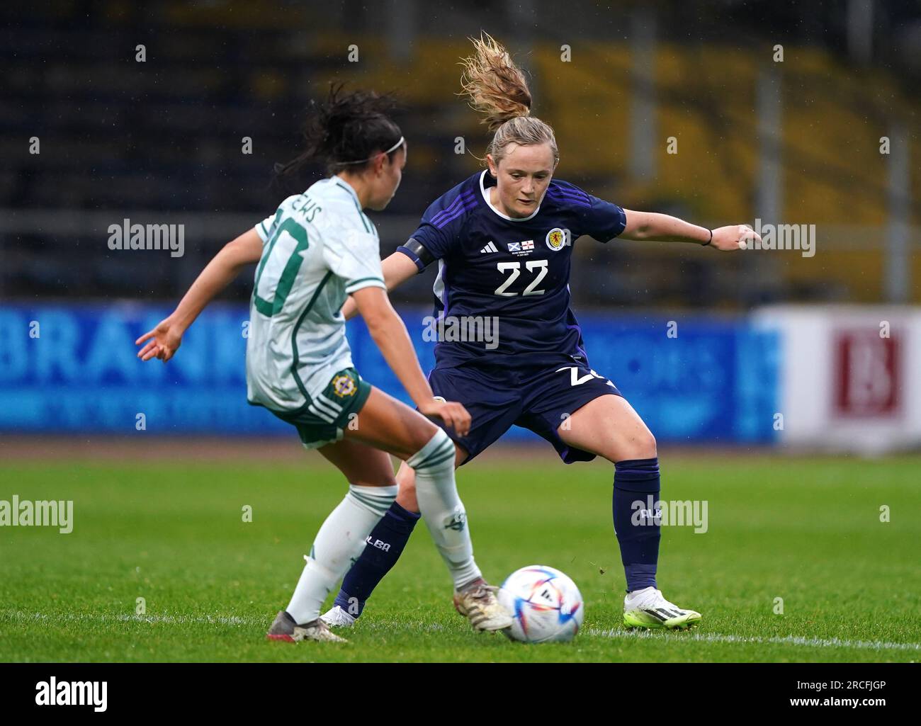 Northern Ireland's Joely Andrews (left) and Scotland's Erin Cuthbert ...
