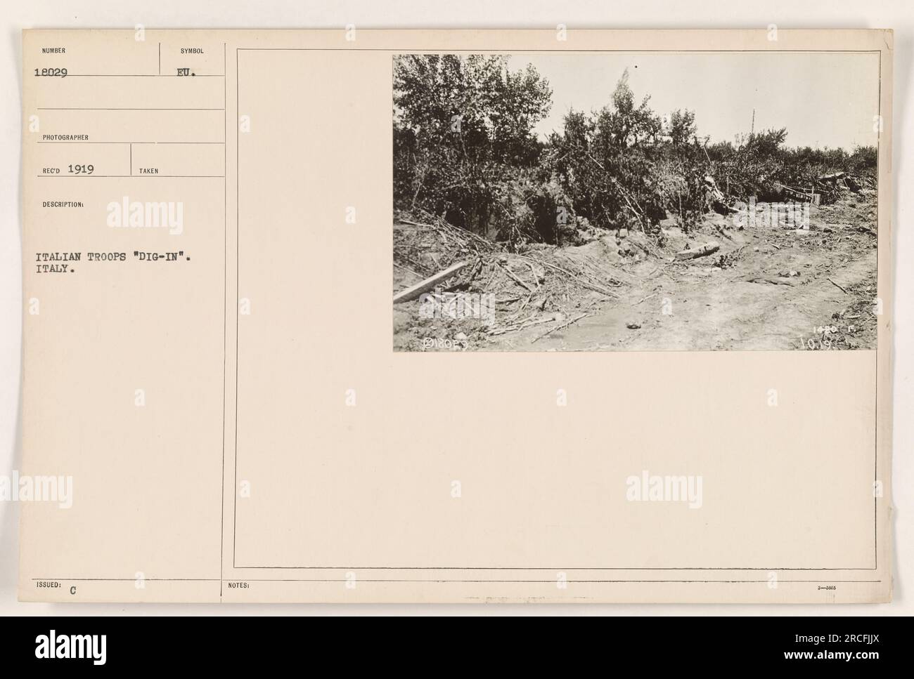 Italian troops take cover in a trench, symbolizing their defensive ...