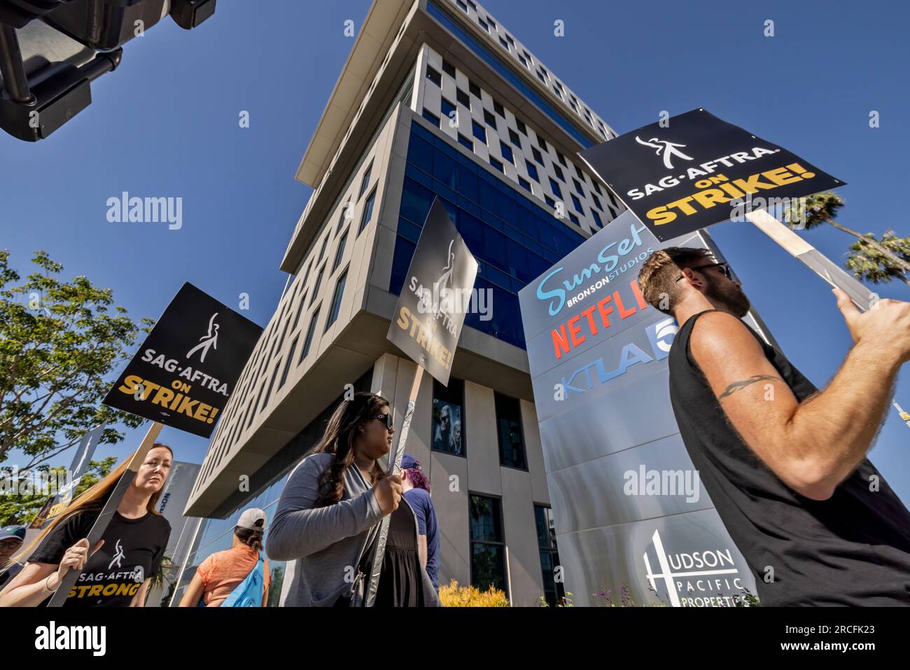 Hollywood, USA. 14th July, 2023. Day one of the SAG-AFTRA strike. SAG ...