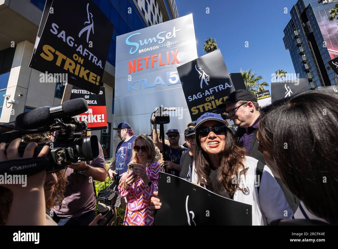 Hollywood, USA. 14th July, 2023. Day one of the SAG-AFTRA strike. SAG ...