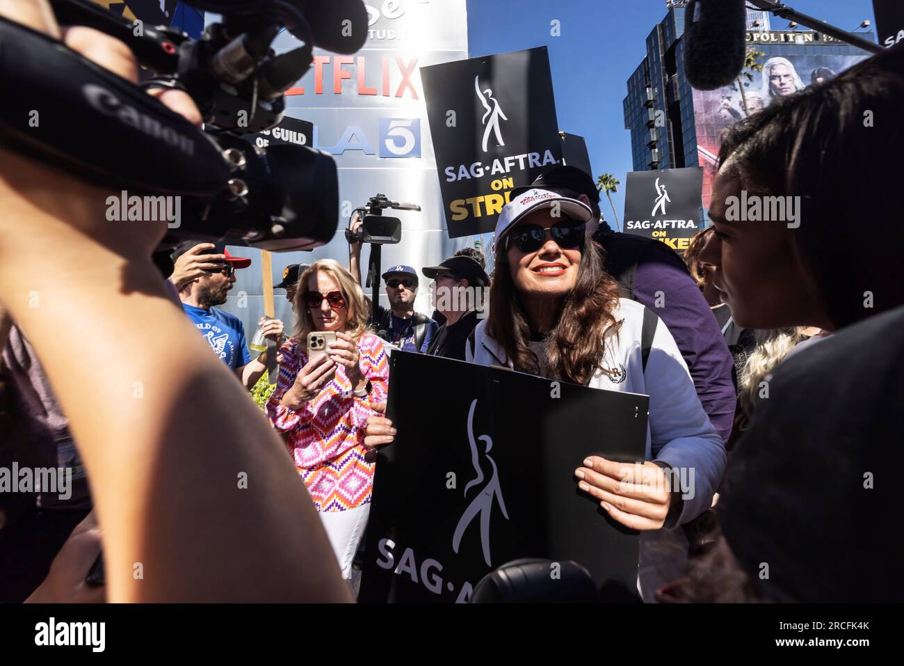 Hollywood, USA. 14th July, 2023. Day one of the SAG-AFTRA strike. SAG ...