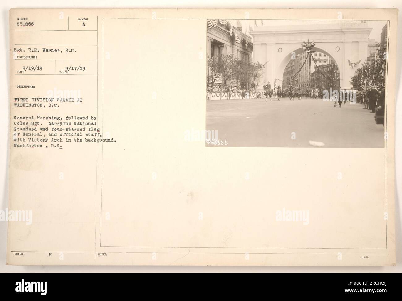 General Pershing leads a parade in Washington, D.C. during World War ...