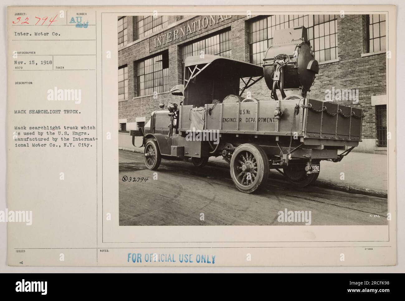 An official U.S. Army photograph taken by Inter. Motor Co. on November ...