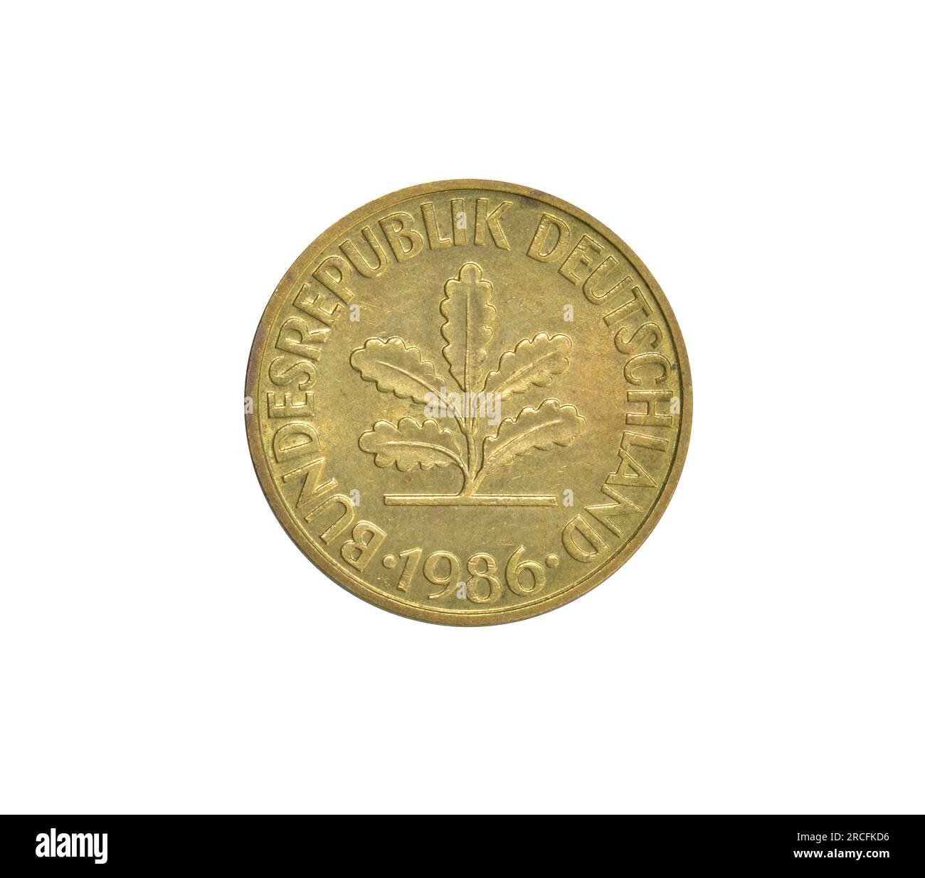 50 pfennig coin made by Germany in 1986, that shows Numeral value Stock ...