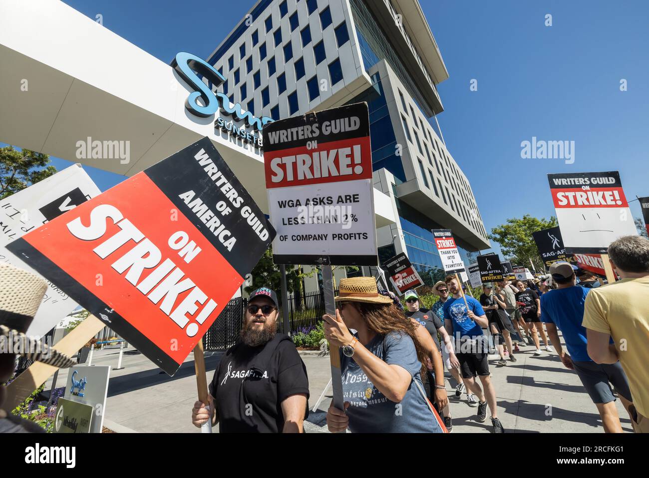 Hollywood, USA. 14th July, 2023. Day one of the SAG-AFTRA strike. SAG ...