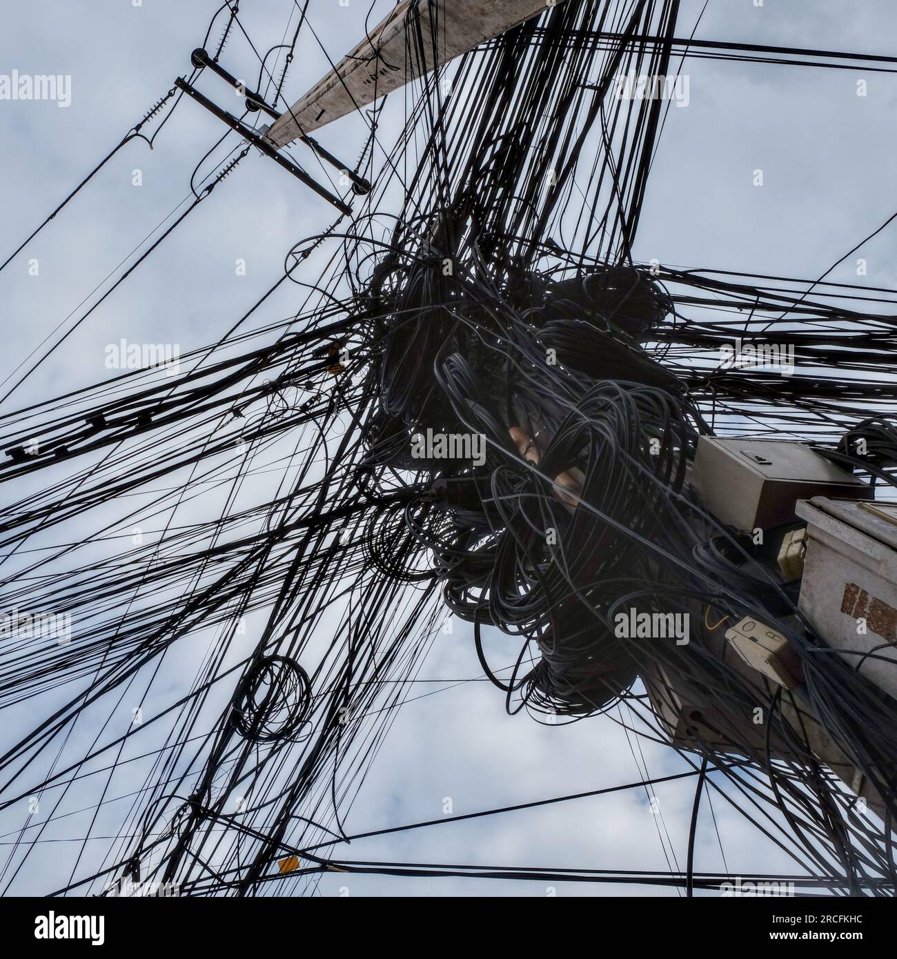 Snapshot of a vast assemblage of electric cables, exemplifying the ...