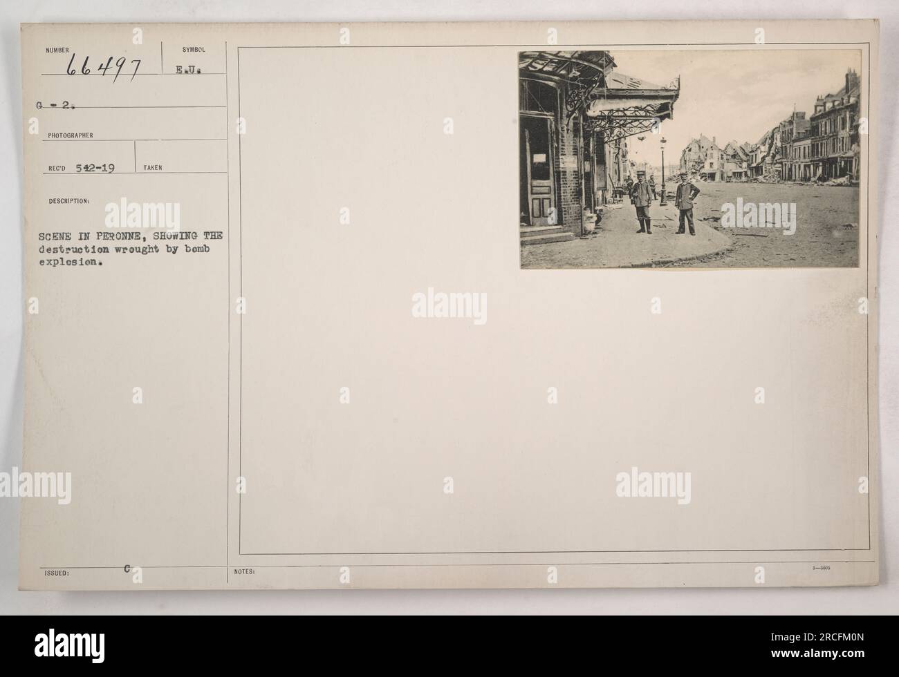 Peronne after bomb explosion showing extensive destruction caused by ...