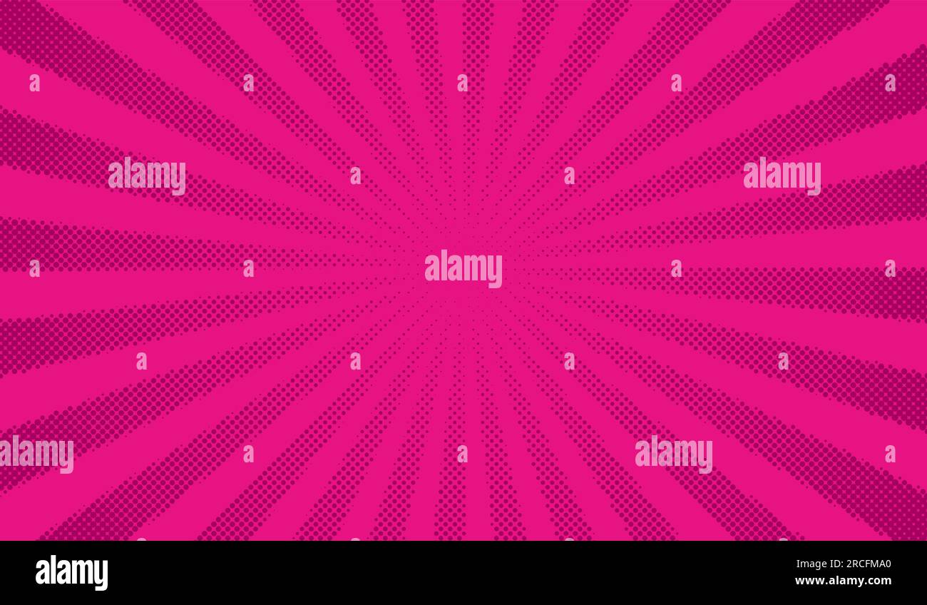 Pink comics background. Abstract lines backdrop. Bright sunrays. Design ...